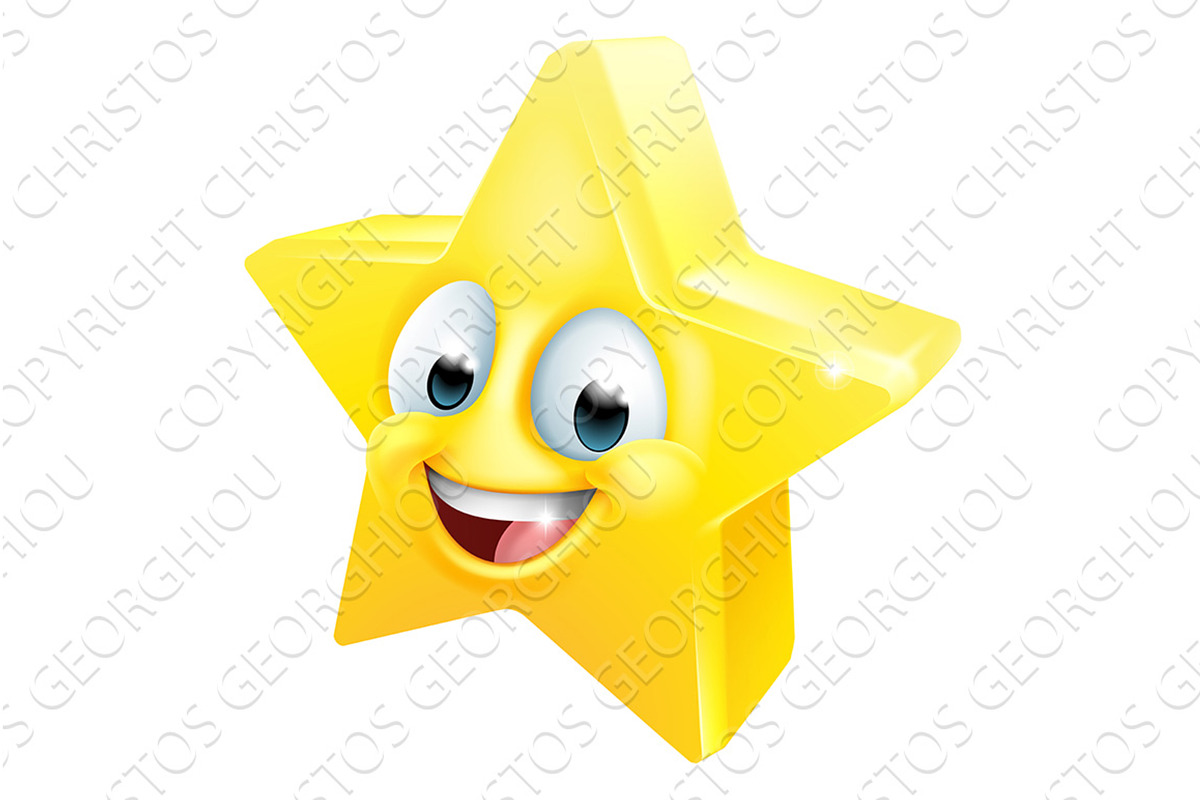 Star Happy Emoticon Cartoon Face, an Education Illustration by Christos ...