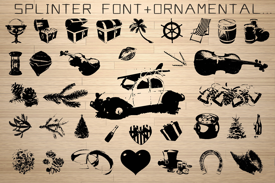 Splinter Font plus Ornamental icons, a Symbol Font by tmcom