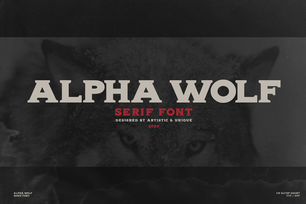 Alpha wolf - Serif font, a Serif Font by Artistic & Unique