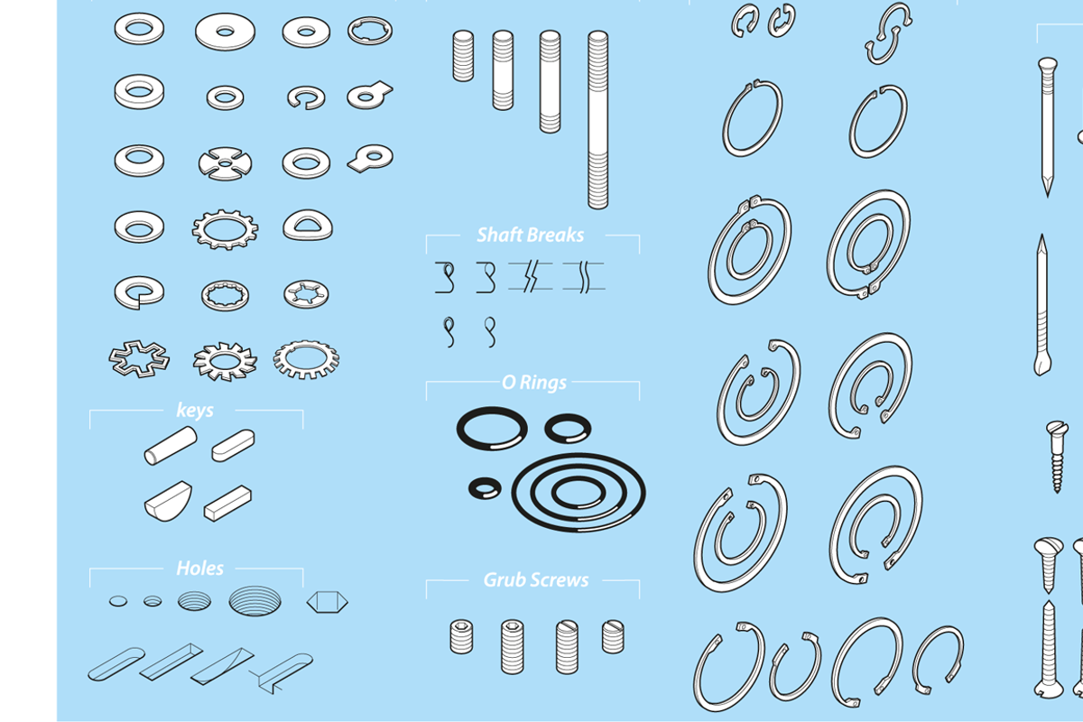 Isometric Fasteners, an Illustration by Industrial Artworks