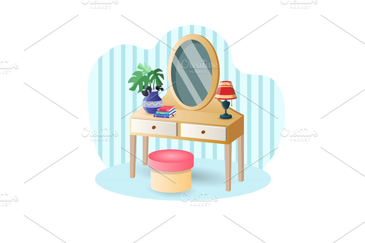 Dressing Table illustration. Mirror, an Object Illustration by ...