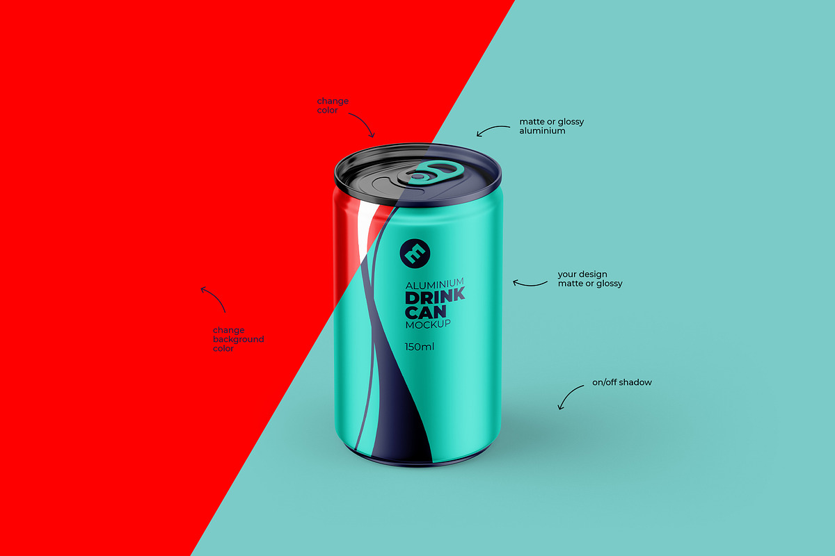 Slim 150ml Aluminium Can Mockup, a Packaging Mockup by easymock