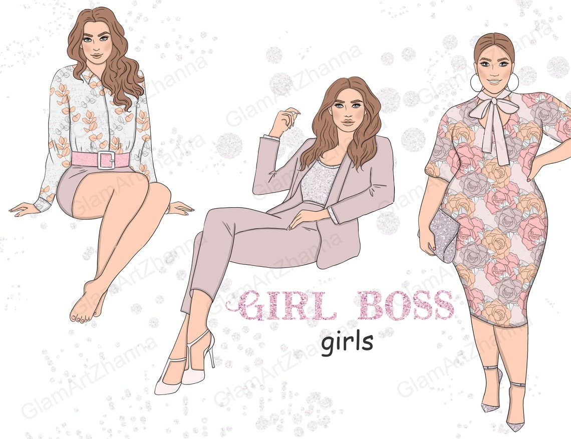 Girl Boss Clipart Girls, a Work Illustration by GlamArtZhanna