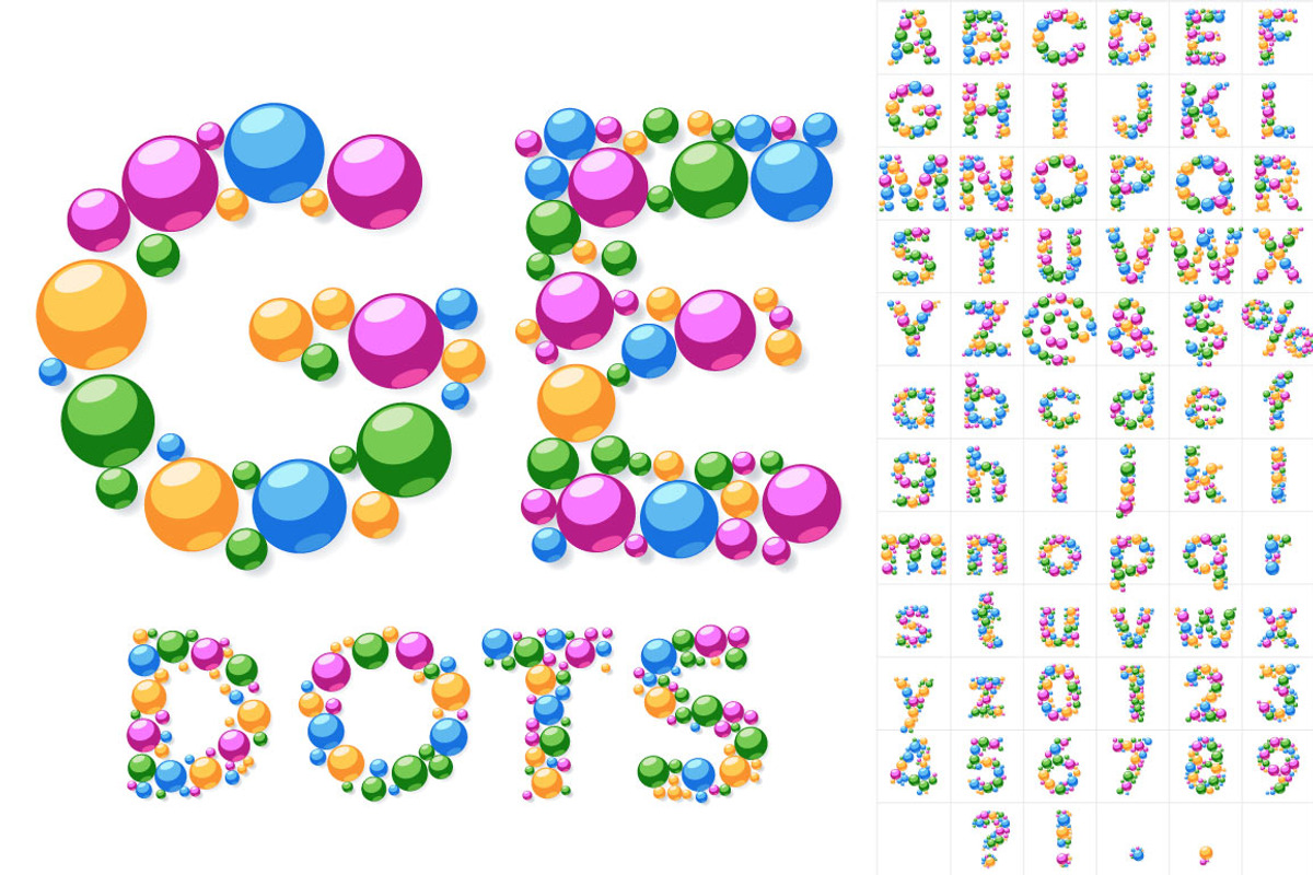 Alphabet symbols of colorful bubbles, an Object Graphic by popskraft