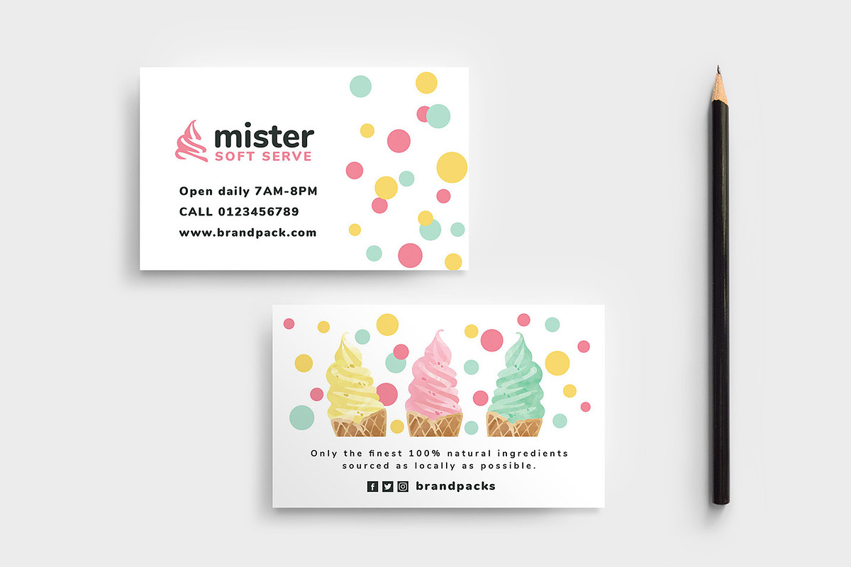 Ice Cream Shop Business Card, a Business Card Template by BrandPacks