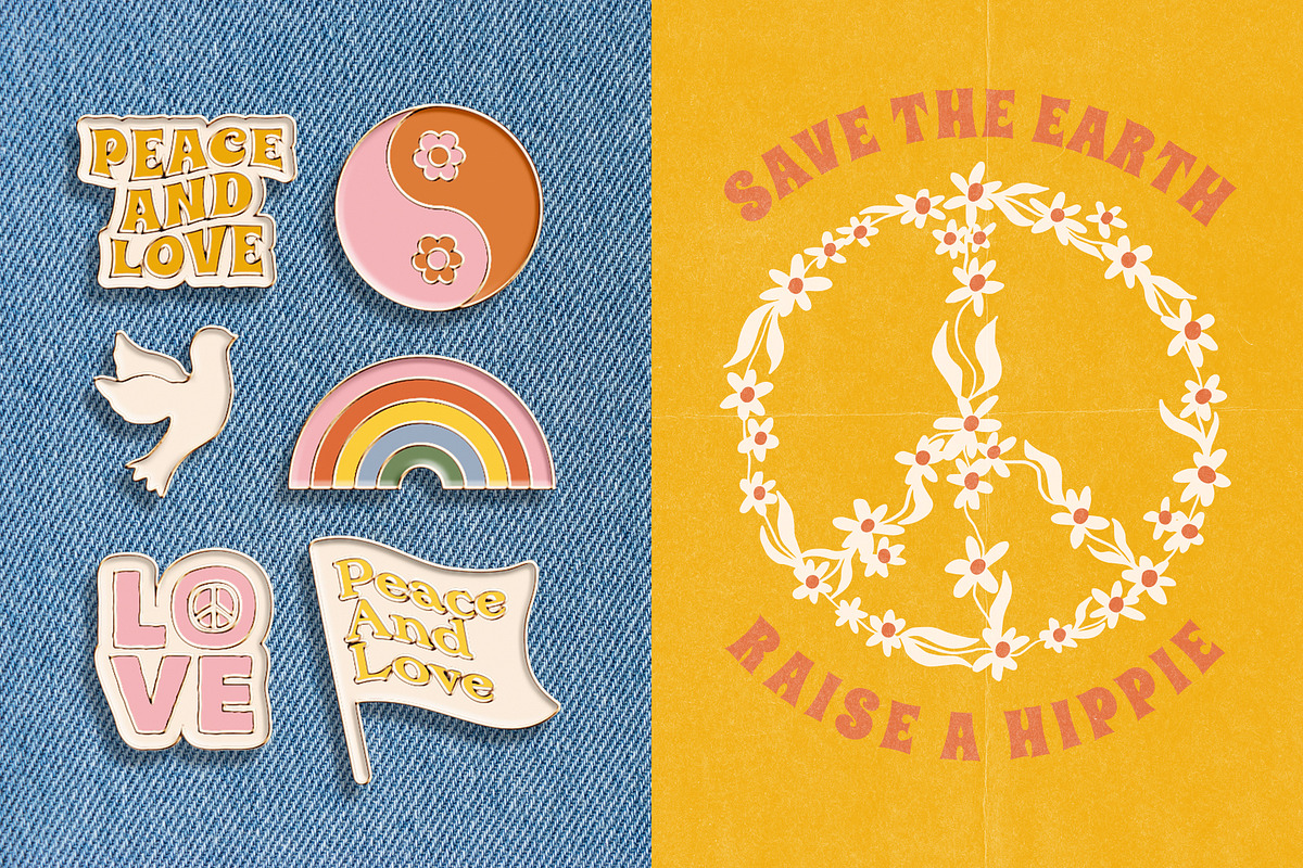 Retro Posters 70s Peace Collection, a Decorative Illustration by Ayya ...