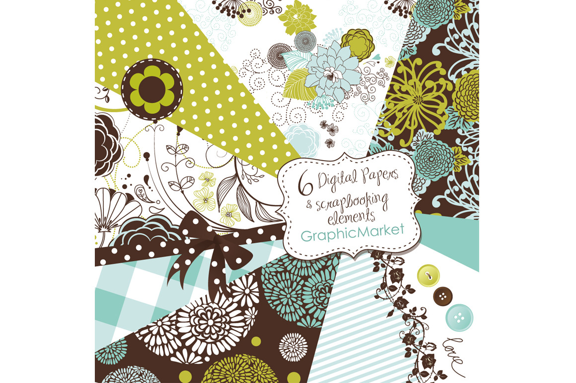 Scrapbook Papers set, retro patterns, an Illustration by GraphicMarket