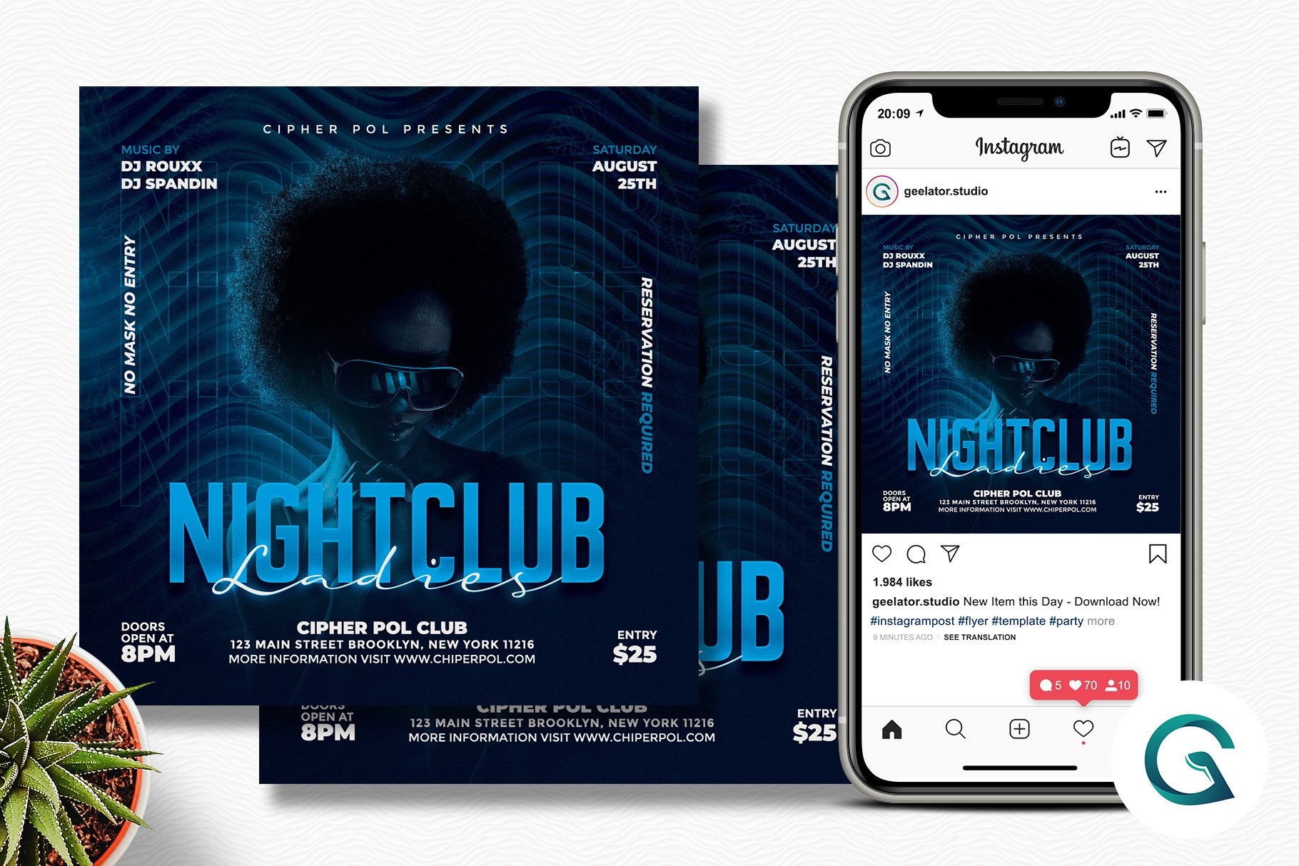 Night Club Ladies Flyer Template, a Flyer Template by Geelator Studio
