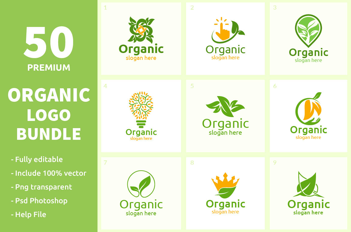 50 Organic Logo Bundle, a Branding & Logo Template by denayunebgt