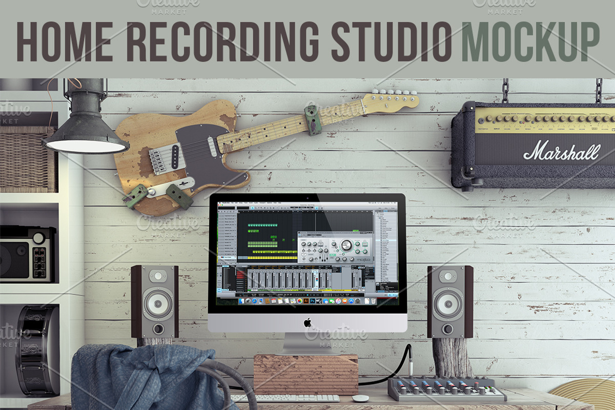 Home Recording Studio Mockup Bundle, a Mac Mockup by Bobboz Store