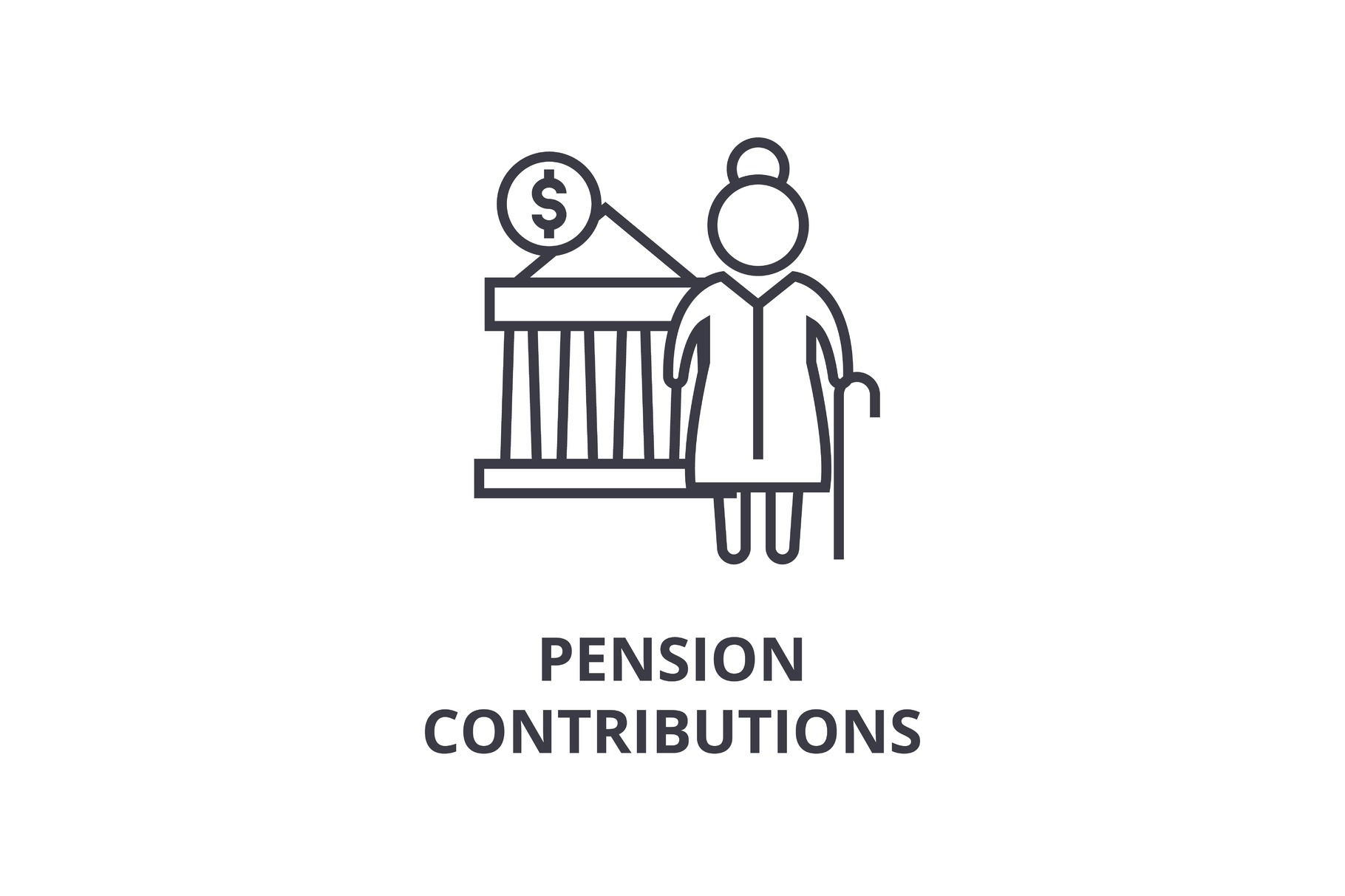 pension contributions line icon, outline sign, linear symbol, vector ...