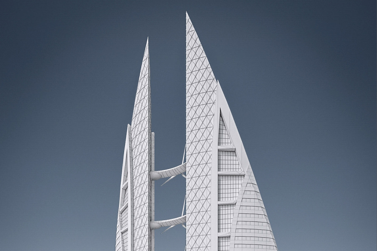 Bahrain World Trade Center, an Architecture 3D Model by 3DNUTS