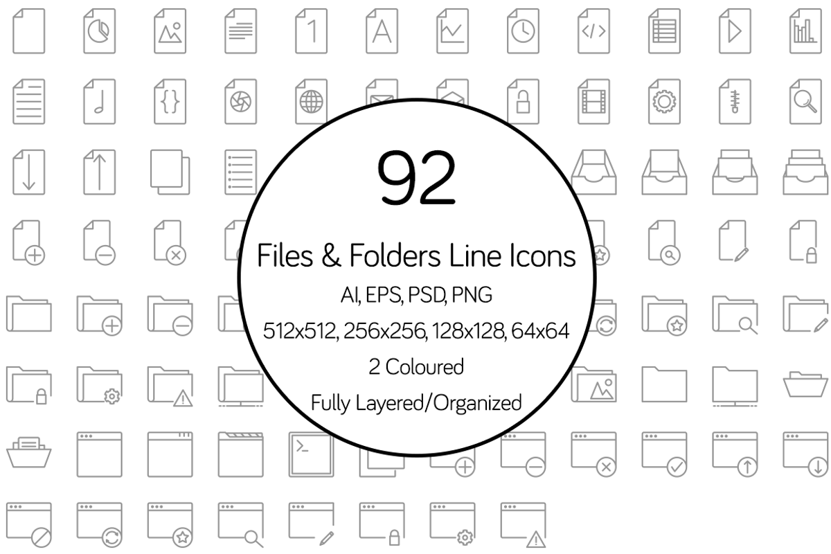 Files and Folders Line Icon Set, a Solid Icon by Iconify