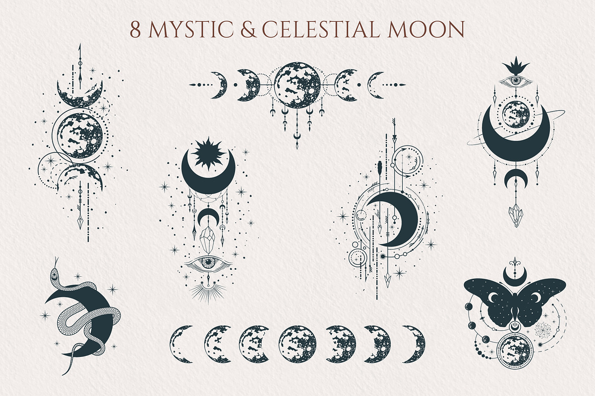 Hand Drawn Mystical Moon Collection