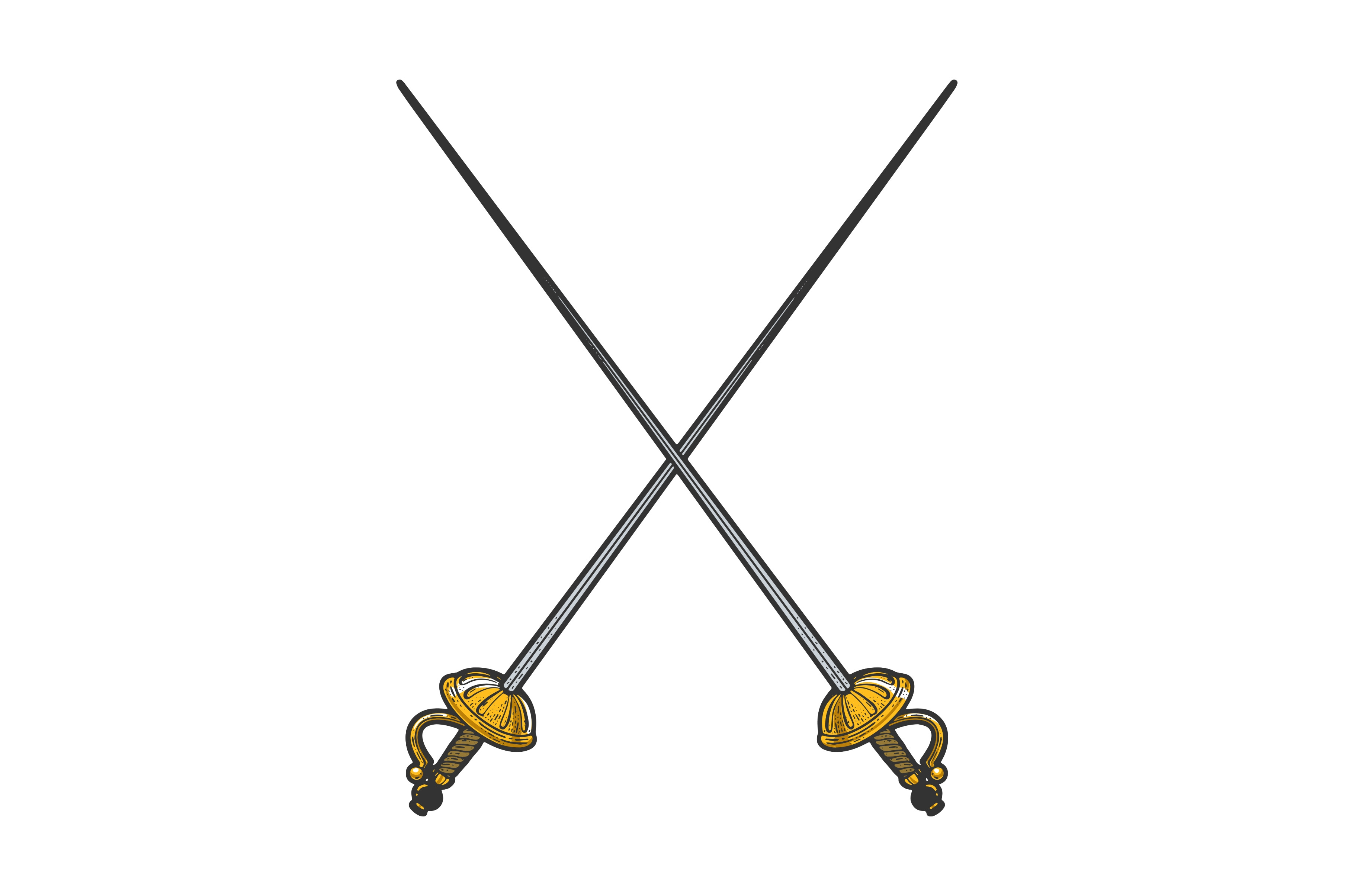 Crossed epee swords sketch vector, an Object Graphic by AlexArt
