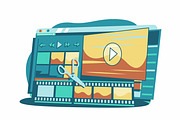 Video compositing interface program, a Technology Illustration by Kit8.net