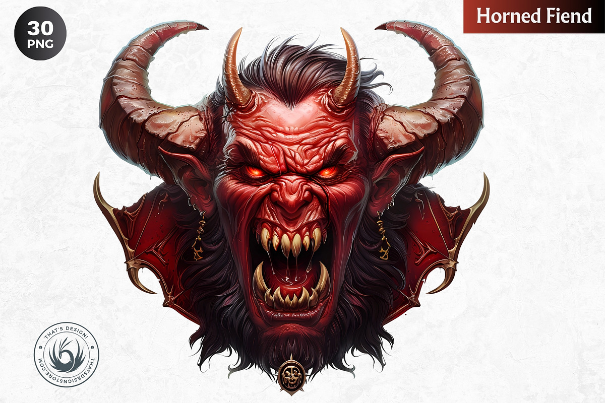 Demonic portraits clipart set, a Person Illustration by ThatsDesign Art