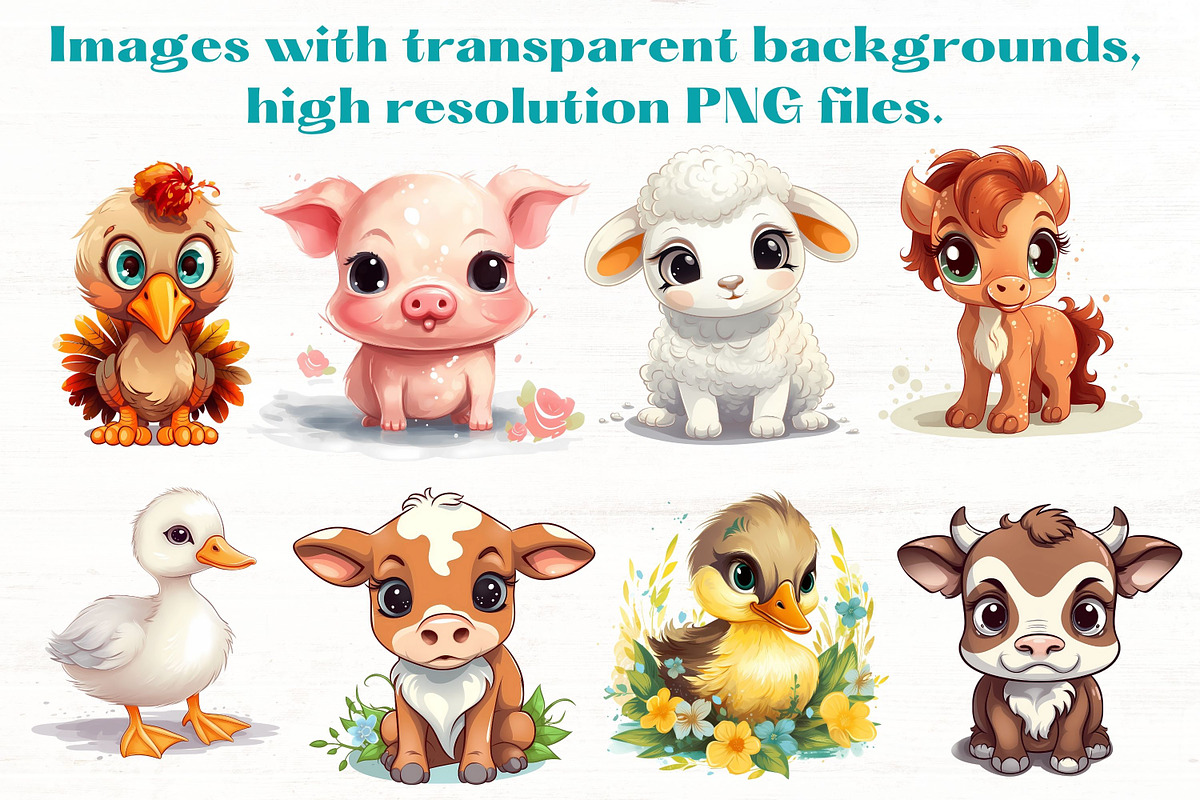 Cute Baby Farm Animals Clipart Set, an Animal Illustration by Mermaids Cove