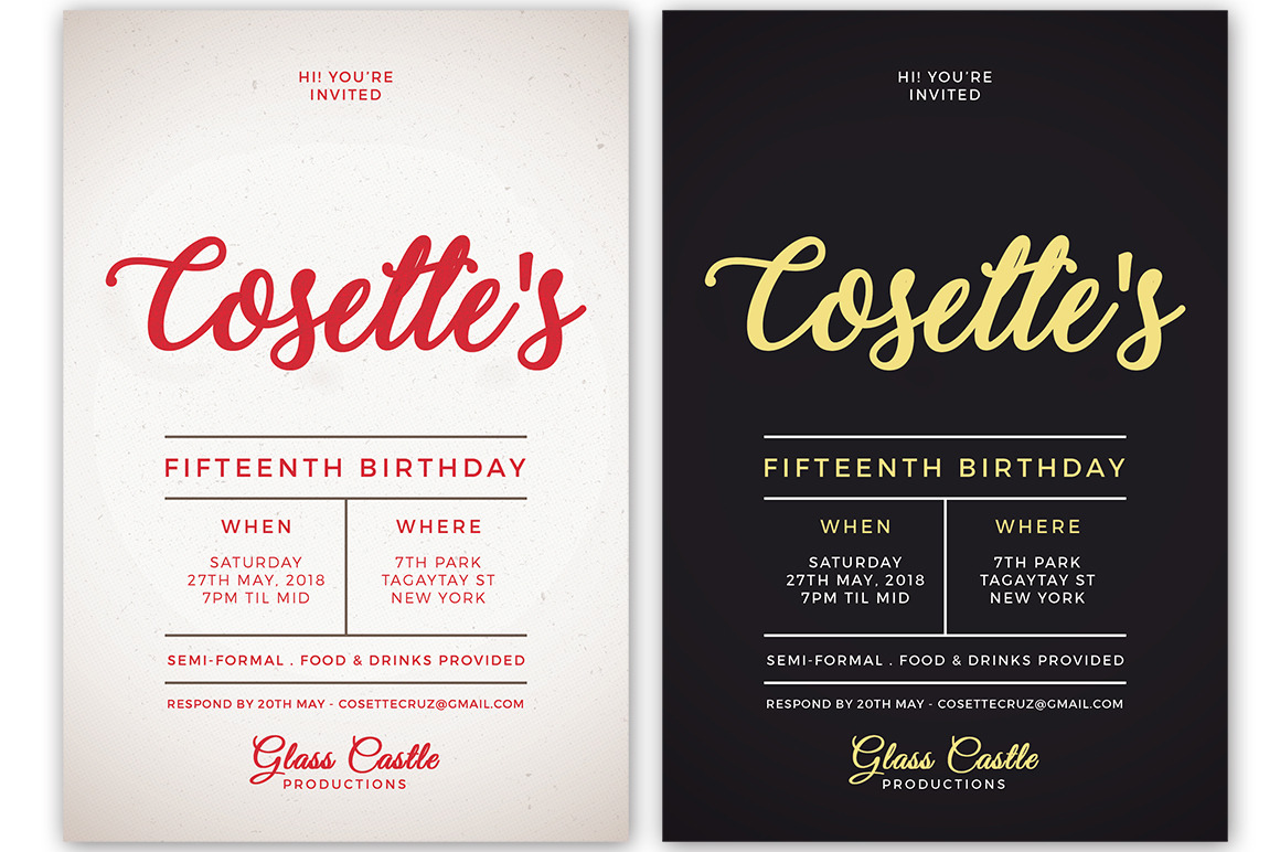 Simple Birthday Invitation, a Card Template by KiraYamato Design Studio