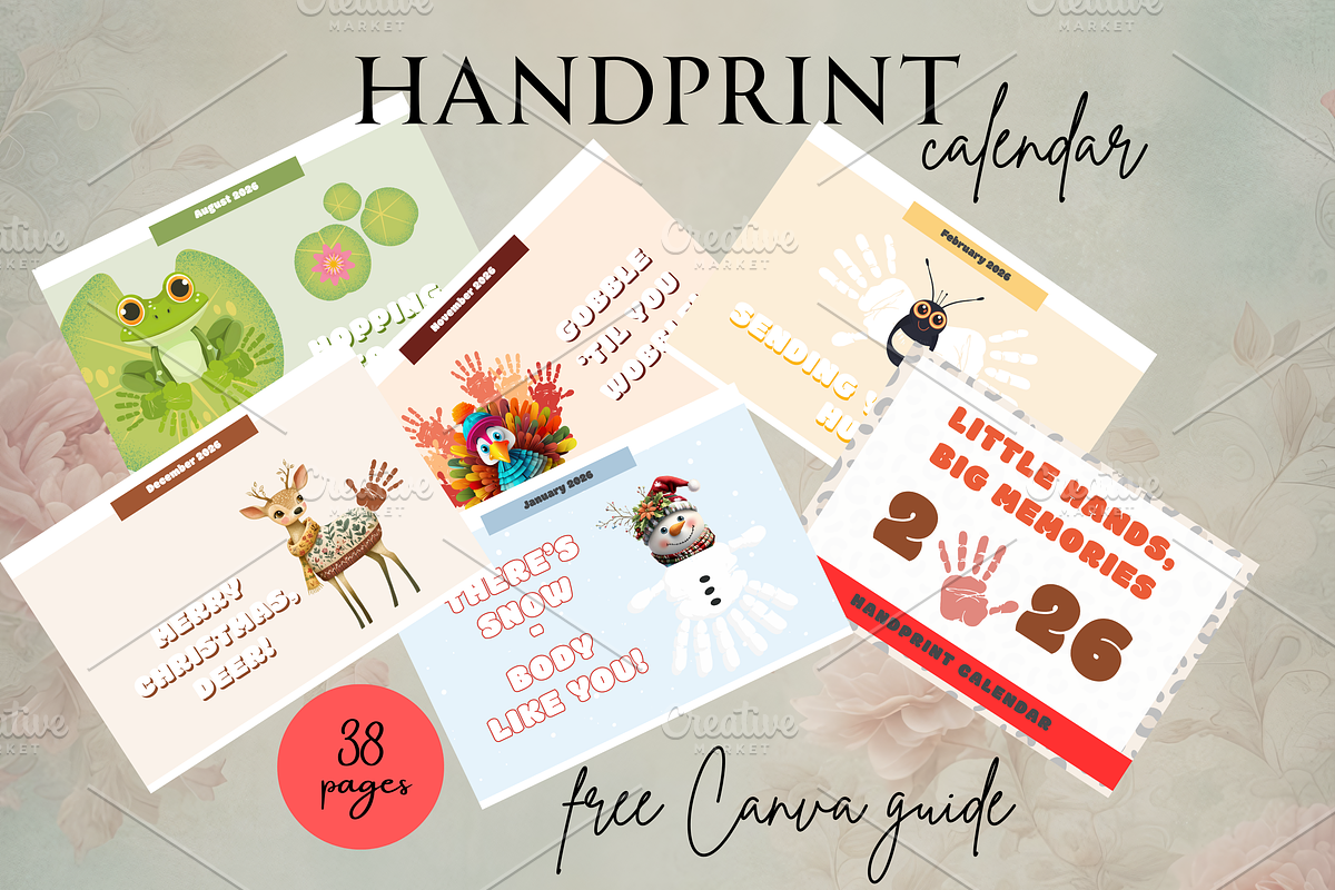 HANDPRINT CALENDAR FOR KIDS, a Wallpaper Graphic by Daring Digies