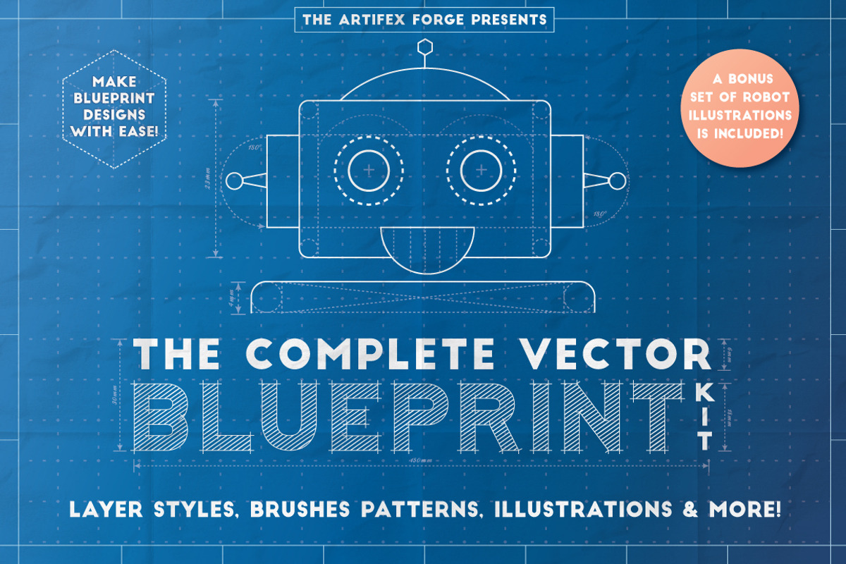 The Complete Vector Blueprint Kit, a Brushes & More by The Artifex Forge