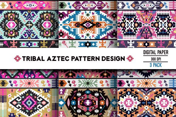 Collection Bright Aztec Patterns, a Pattern Graphic by tomuato