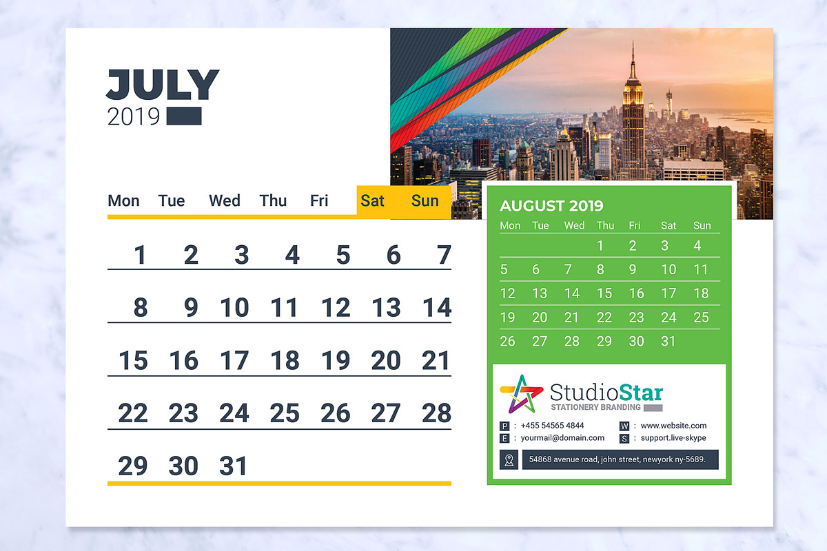 2019 Desk / Table Calendar / Planner, a Stationery Template by ...
