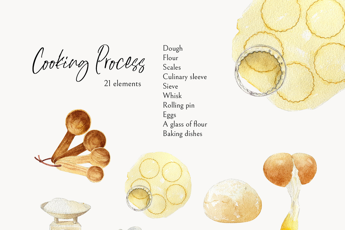 Watercolor Baking BUNDLE, a Food Illustration by NiKO