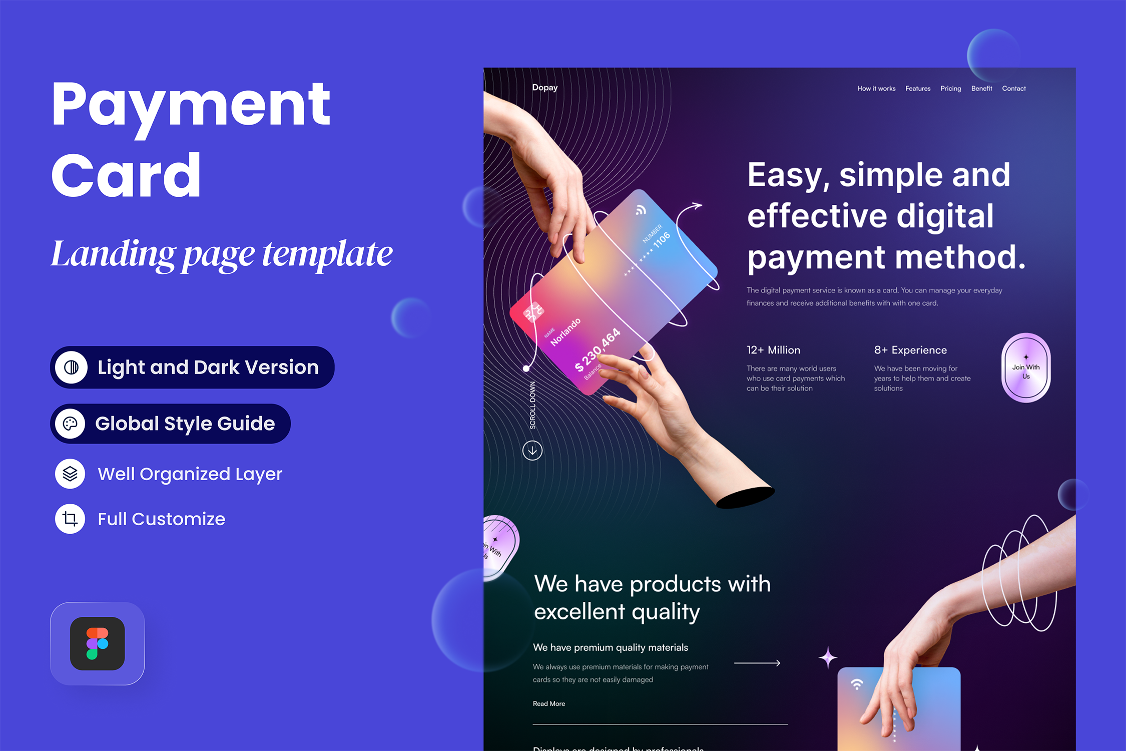 Dopay - Payment Card Landing Page, a Landing Page Template by SLAB! Design