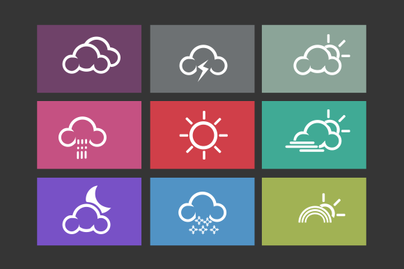 9 Flat Weather Icons, an Icon by Creative VIP