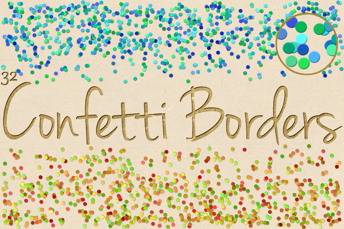 Digital Confetti Border Clipart Pack, an Object Graphic by Paper Element