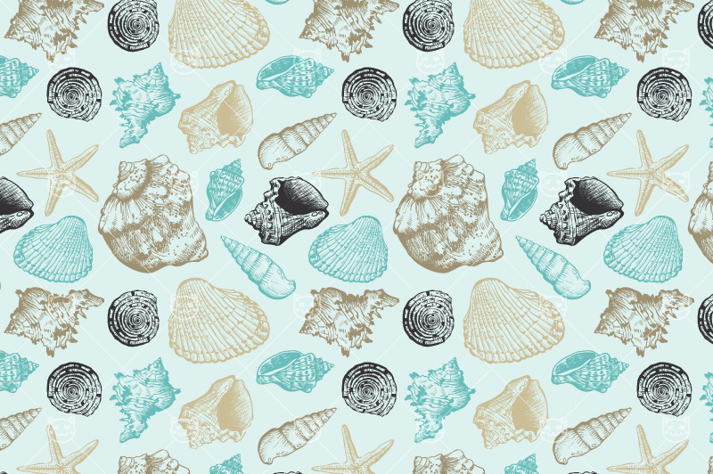 Sea Shells Pattern, a Pattern Graphic by kotoffei | Creative Market