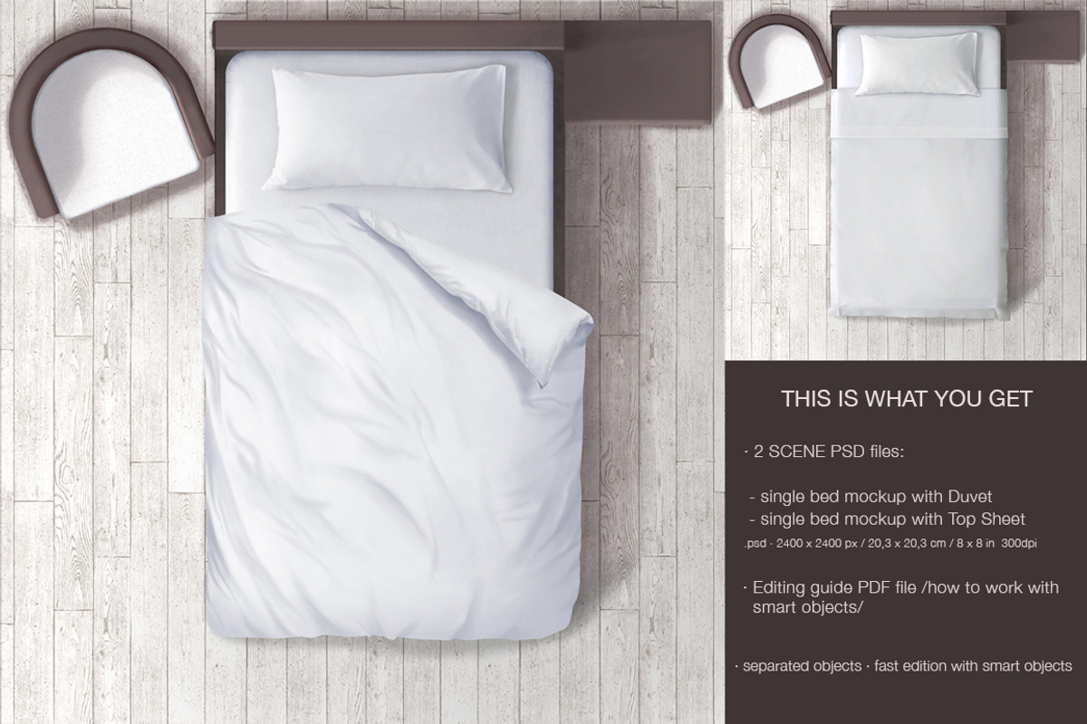 Single Bed Mockup, a Household Mockup by Mockup Up!