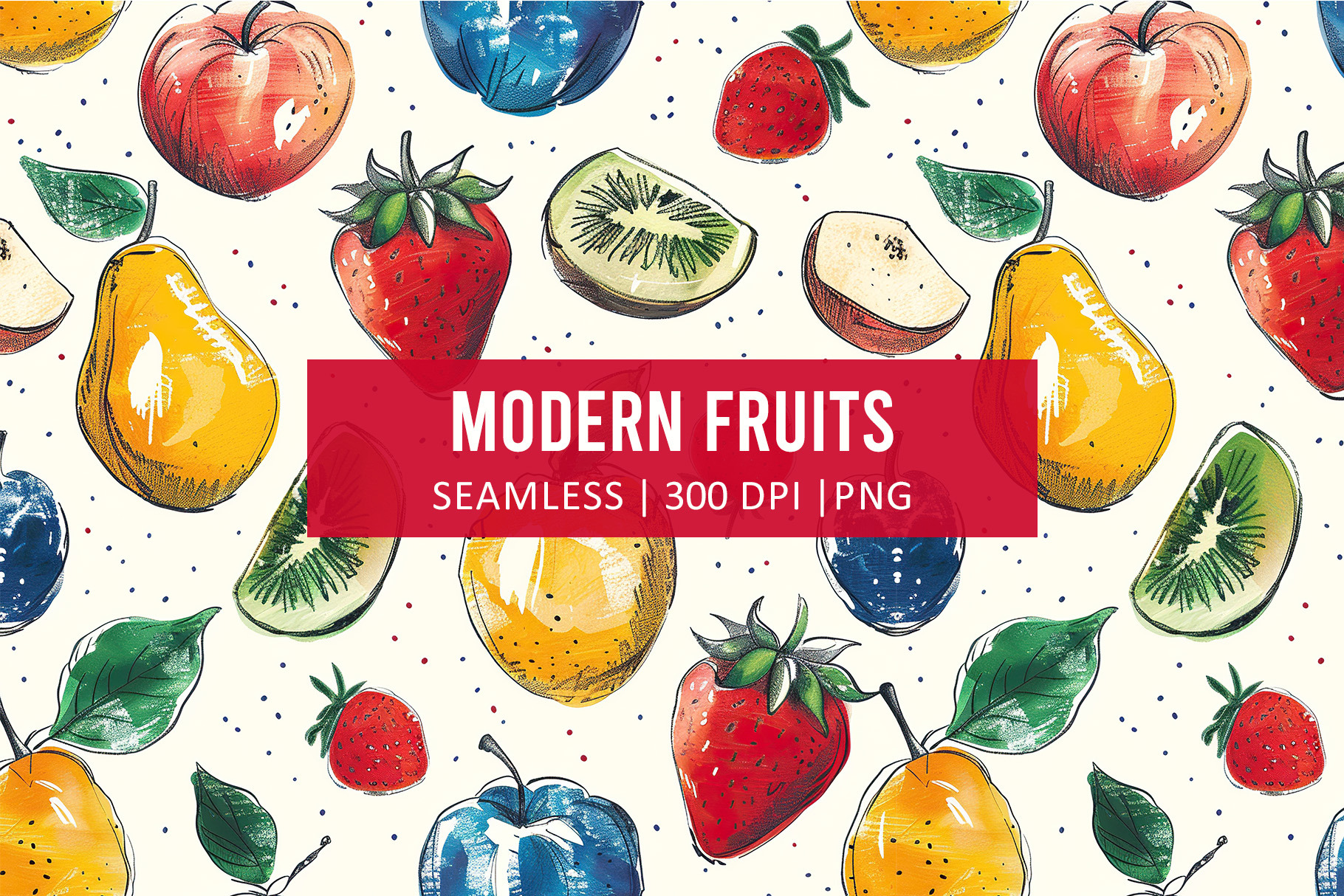 MODERN FRUITS Seamless Pattern | Creative Market