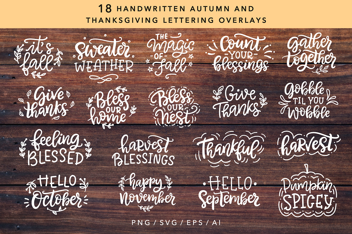 Autumn Thanksgiving Overlays Pack, a Graphic by Katrinelly