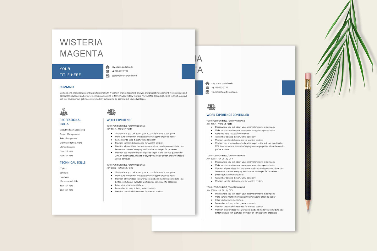 Resume Template with Monogram, a Resume Template by Stanin Studio