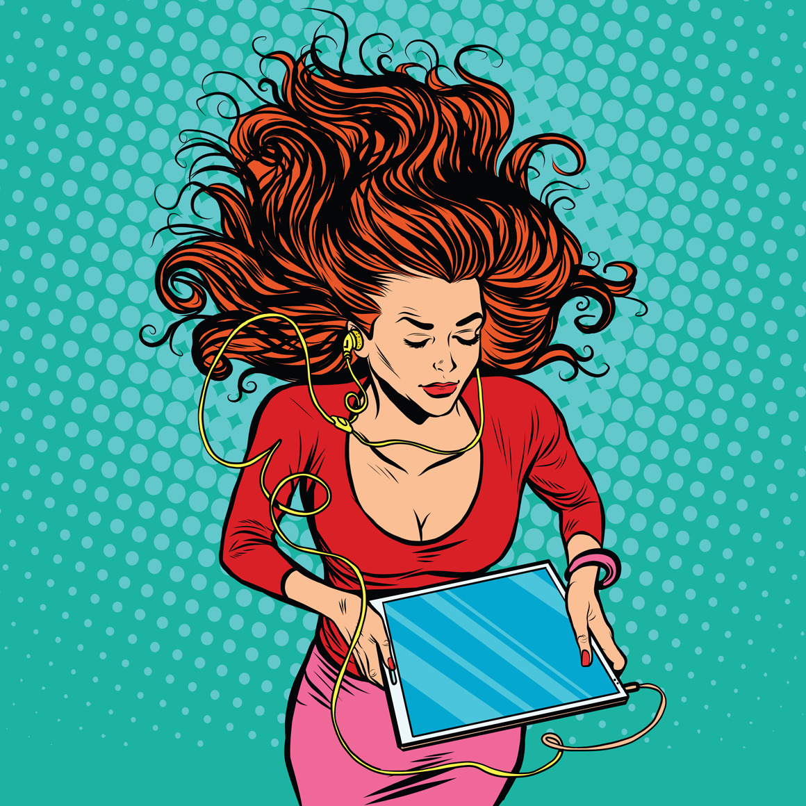 Beautiful girl graphics tablet, a Person Illustration by studiostoks