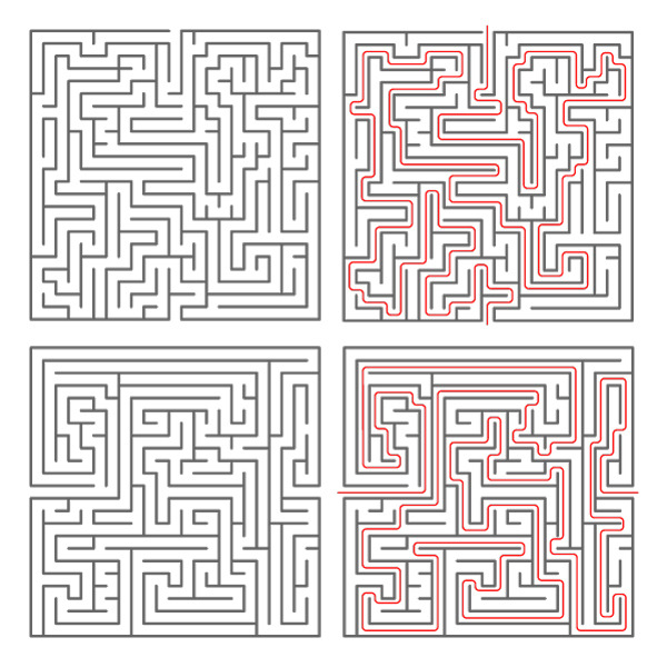 Two different mazes with solutions, an Object Graphic by BestPics