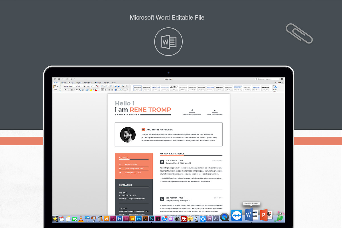 1 Page Professional Resume Template, a Resume Template by ResumeInventor
