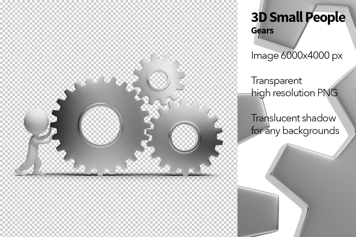 3D Small People - Gears, a Person Illustration by Anatoly Maslennikov