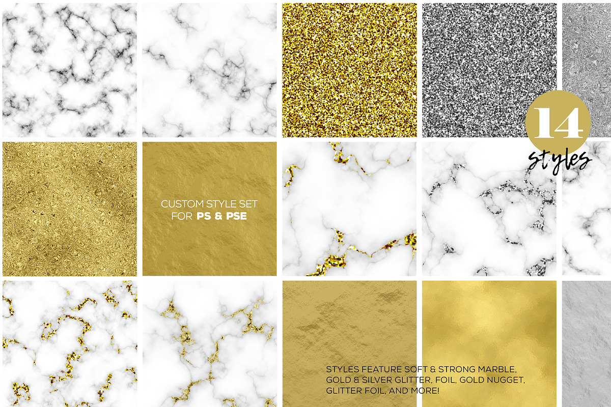 Marble Layer Styles for PS/PSE, a Layer Style Add-On by Studio Kitsch