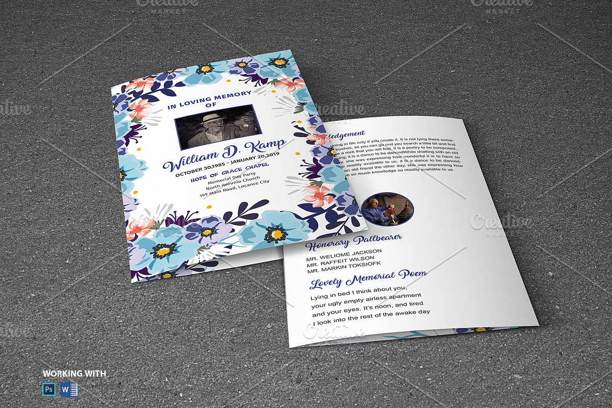 Funeral Program Template Flower, a Brochure Template by Madhabi Studio