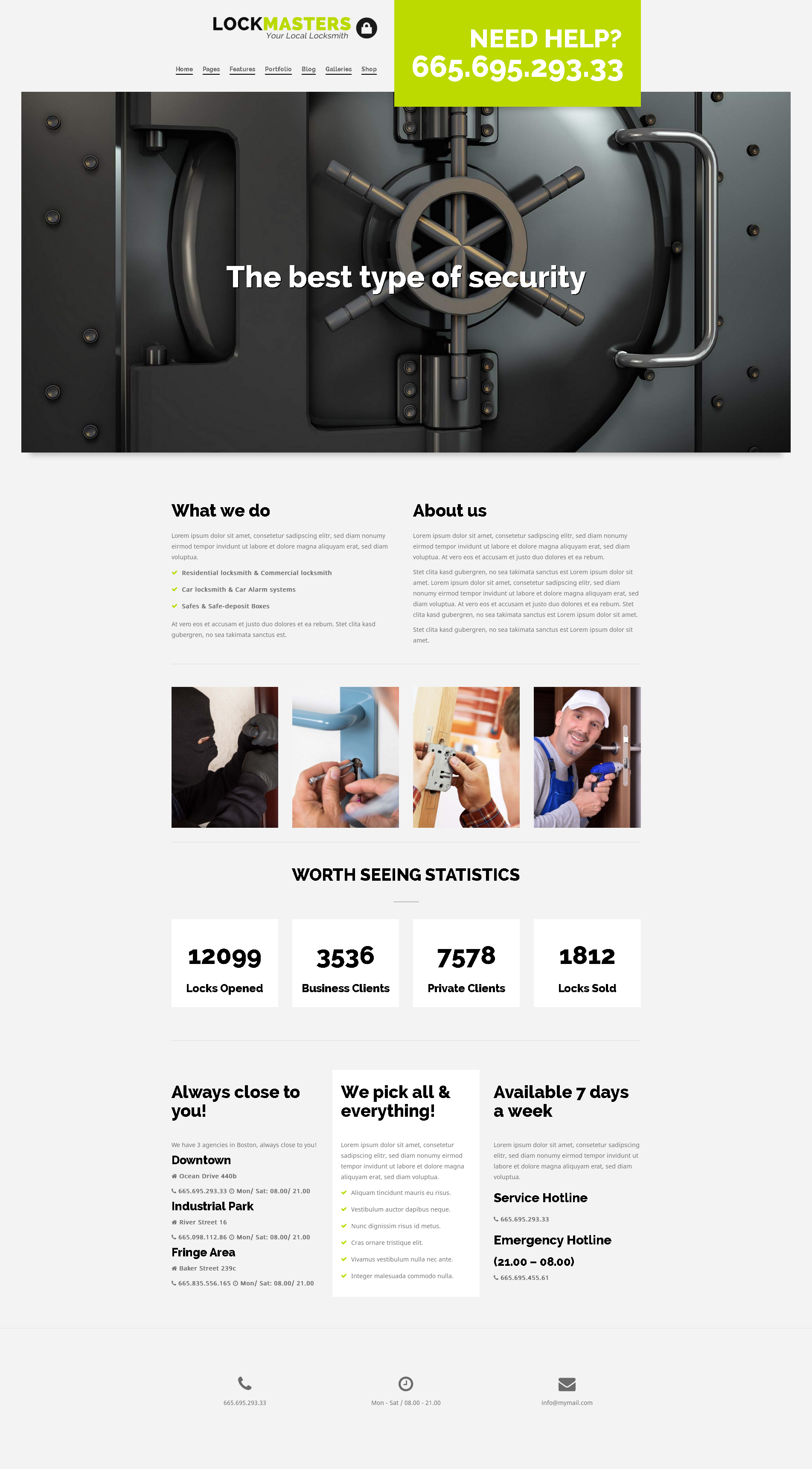 Lockmasters - Locksmith WP Theme, a WordPress Template by 7Theme