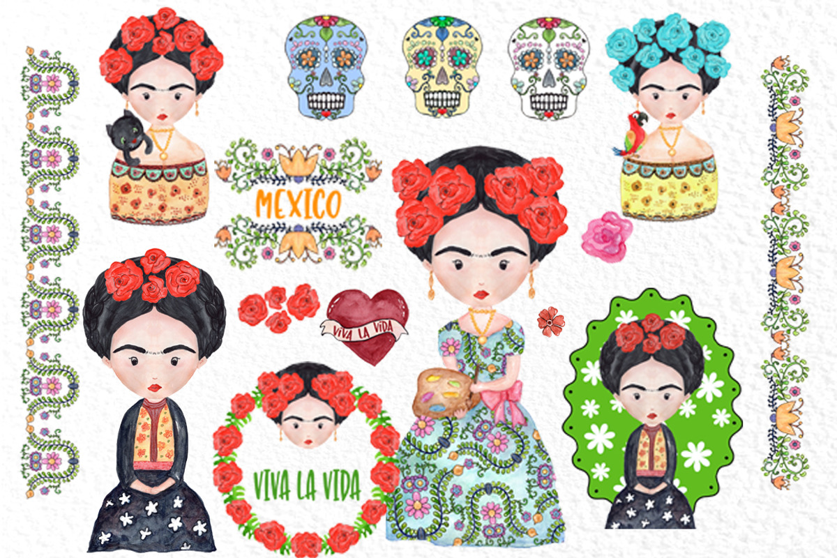 Frida Kahlo Clipart Mexican clipart, an Illustration by vivastarkids