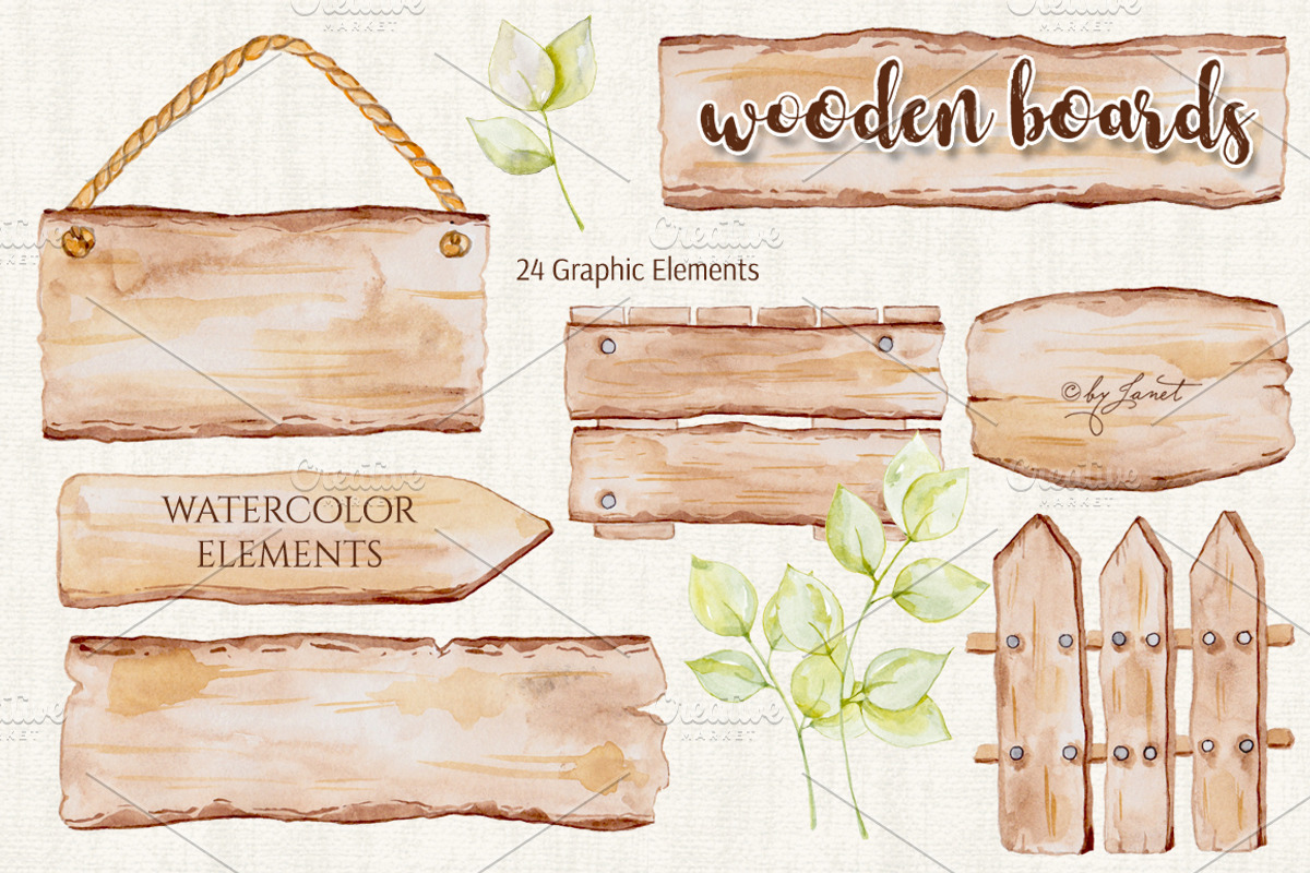 Wooden Boards Watercolor, an Illustration by helloPAPER