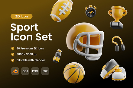 3D Sport Icons | 3D Models ~ Creative Market