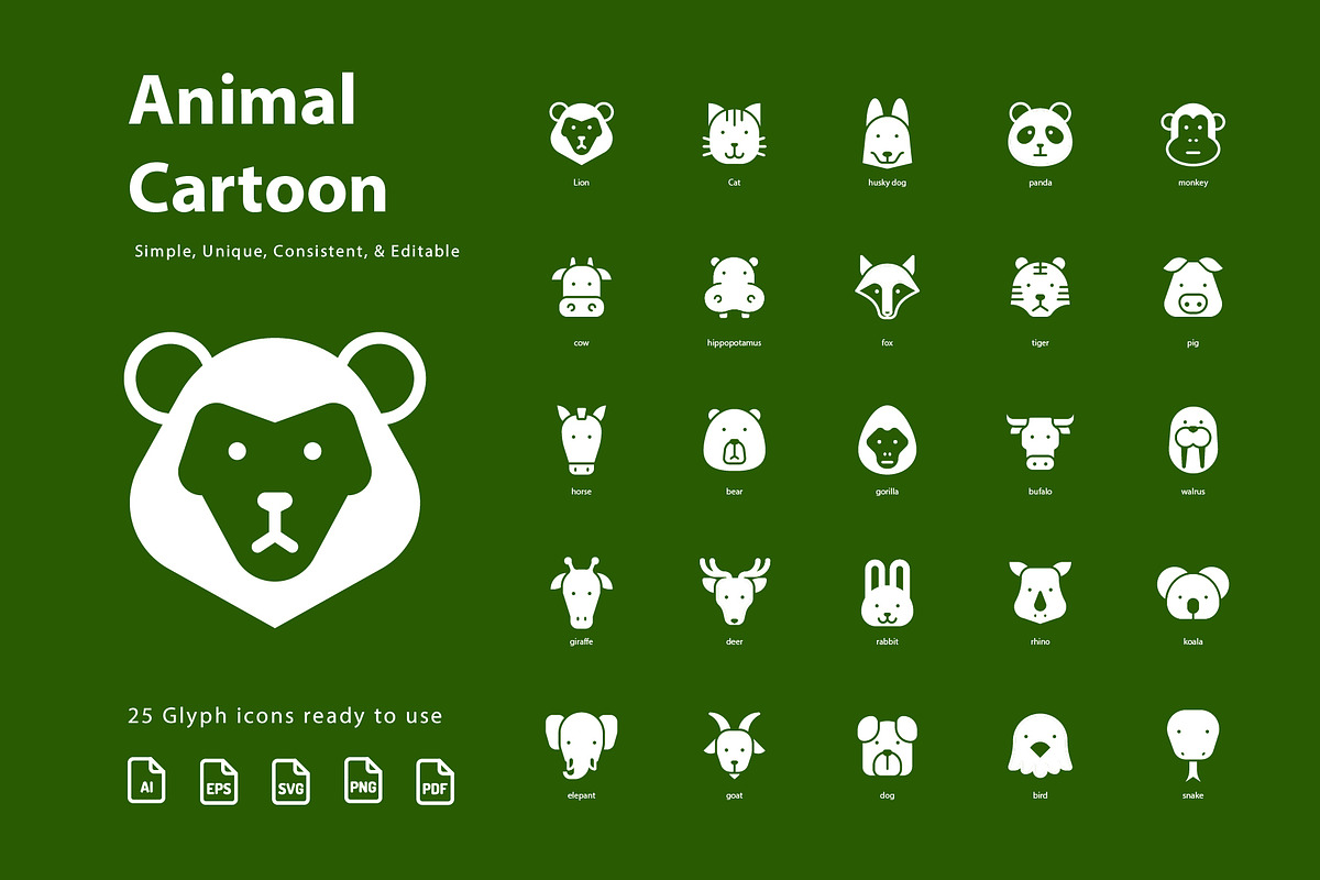 Animal Cartoon Glyph, an Icon by kerismaker
