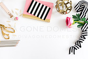 Styled Desk Top - Chic Pink Office, a Mockup by avenuetwentyone