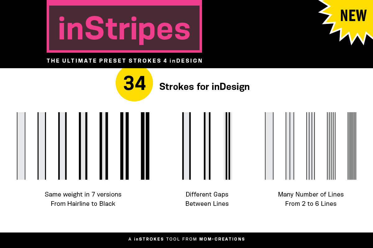 inStripes -Preset Strokes 4 inDesign, a Shape Add-On by MOM Creations