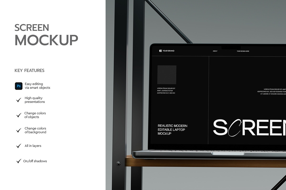 Laptop screen Device Mockup